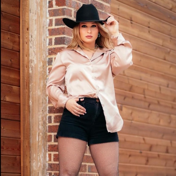 Tops | Satin Blouse Champagne Color | Poshmark